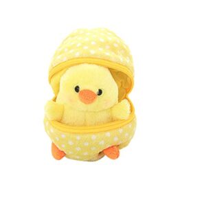 plushland plush stuffed animal 6 inches zip up egg hideaway cute yellow pastel and polka dot easter colors spring inspired gift for girls and boys birthday mother's day (easter chick)