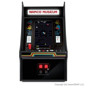 my arcade mini player 10 inch arcade machine: 20 built in games, fully playable, pac-man, galaga, mappy and more, 4.25 inch color display, speakers, volume controls, headphone jack, micro usb powered