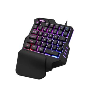 higogo g30 wired 35 keys one-handed gaming keypad, rainbow led backlight with large wrist pad (black)