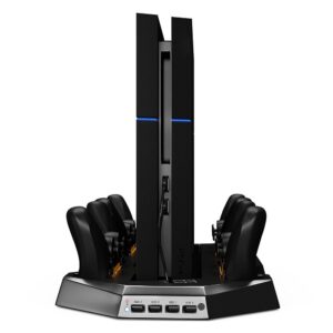 new vertical stand dual cooling fan for playstation 4 console four charging stations for dual shock4 ps4 controllers