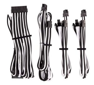 corsair premium individually sleeved psu cables starter kit – white/black, 2 yr warranty, for corsair psus