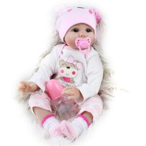 charex reborn baby dolls lucy, 22 inch realistic reborn girl doll, lifelike newborn baby doll soft vinyl weighted gift set