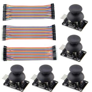 wmycongcong 5 pcs joystick breakout module game controller compatible with arduino ps2 + 120 pcs multicolored breadboard jumper wires ribbon cables kit