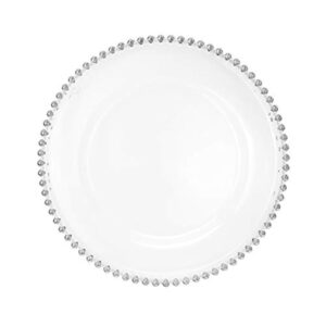 usa party flower elegant clear acrylic charger plate with bead rim, set of 12 (12.5 inch) (silver)