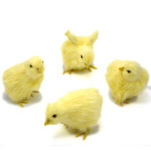 4 x realistic furry baby chicks lifelike plush fur animal spring easter chicken decoration