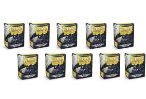 10 packs dragon shield classic black standard size 100 ct card sleeves display case