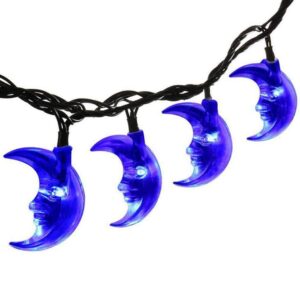 uctek solar string lights, 20ft 30led moon led string lights, ramadan moon lights waterproof fairy garden decorative outdoor lighting for patio, home, party, yard, fence, wedding and holiday blue