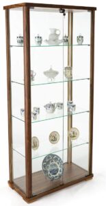 displays2go wood and glass curio cabinet with locking doors – walnut (dckdwdwn30)