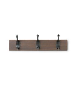 amazon basics rectangular wall mounted modern coat rack, 3 hooks, walnut