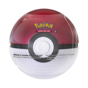 pokemon tcg: poke ball tin red - 3 booster pack with 1 coin