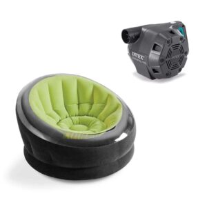 intex empire inflatable lounge chair, lime green 120v electric air pump