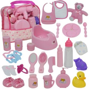 the new york doll collection baby doll feeding & caring accessory set in zippered carrying case