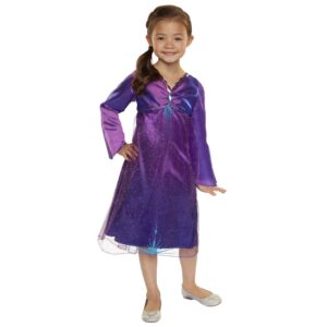 disney frozen frozen 2 elsa purple role-play dress with diamond gem, fits sizes 4-6x [amazon exclusive]