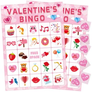 valentine's day bingo game for kids 24 players valentine party game