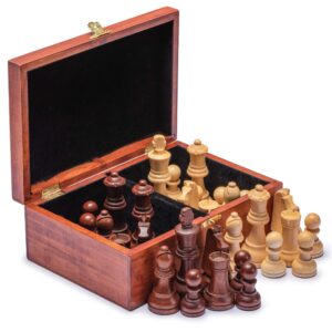 husaria staunton tournament no. 6 chessmen with 2 extra queens and wooden box, 3.9-inch kings