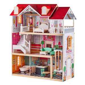 top bright wooden dollhouse for toddlers dream doll house for 3+ year old