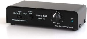 music hall mini plus phono preamp ultra-quiet mm amp with adjustable gain cartridge loading and high-grade headphone amp for analog audio and vinyl records