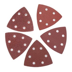 100pcs sanding paper, 80mm 60/80/120/180/240 grits triangular hook & loop triangle sandpaper +1 sand pad for bosch fein oscillating multi tool