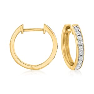 ross-simons diamond huggie hoops earring in 14kt gold