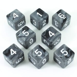 paladin roleplaying gray and black dice - 8 d6 set - 'claws of darkness'