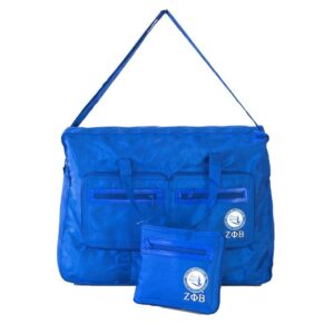 zeta phi beta sorority blue shield nylon go bag