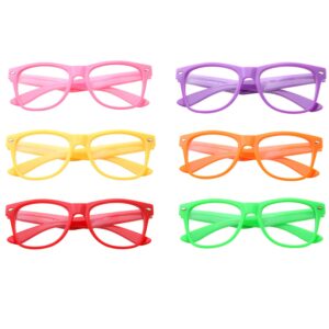 pack of 6, kids nerd fake glasses clear lens small frame children's (age 3-10)