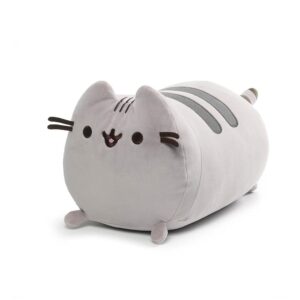 gund pusheen the cat squisheen log plush, squishy stuffed animal for ages 8 and up, gray, 11”