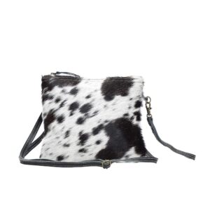 black & white cowhide small bag