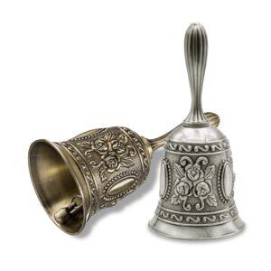 hand bell, uspacific metal held dinner bell brass jingle call bell for school church adults classroom wedding decorative (2pattern)