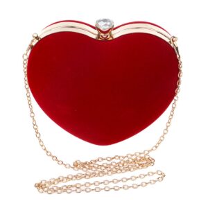 danse jupe women mini heart shape velvet evening clutch handbag top-handle bag chain cross-body bag purse