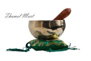 tibetan singing bowl handmade brass (4inch 7 metal) including free wooden mallet (strike) silk cushion