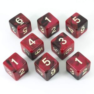 paladin roleplaying red and brown dice - 8 d6 set - 'blood god'