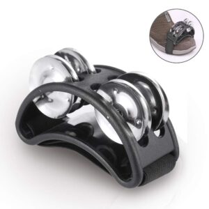 foot tambourine percussion drum accessory companion metal jingle bell musical instrument black