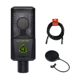 lewitt lct-240 pro condenser microphone (black) with 20' xlr-xlr cable & pop filter bundle