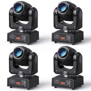 moving head dj lights, u`king 50w led moving head light with 7 gobos 7 colors and open white beam spotlight by dmx and sound activated for wedding dj disco parties live show church bar (set of 4)