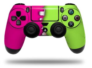 wraptorskinz skin compatible with sony ps4 dualshock controller playstation 4 original slim and pro ripped colors hot pink neon green (controller not included)