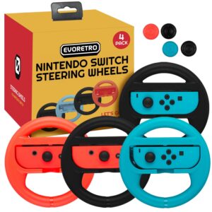 switch racing wheel controller grip compatible for nintendo switch and nintendo oled games, switch wheels for mario kart, mario kart 8 deluxe nintendo switch (4pcs)