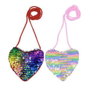 zgmyc (pack of 2, little girls glitter reversible sequins crossbody purse mini shoulder bag satchel