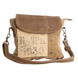 upcycled canvas vin 1930 with leather strap crossbody, by clea ray