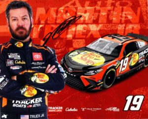 autographed 2022 martin truex jr. #19 bass pro shops (joe gibbs racing) new car signed picture 8x10 inch nascar hero card photo with coa