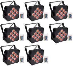 (8) rockville best par 60 rechargable par can wash lights wwireless dmx+rgbwa+uv