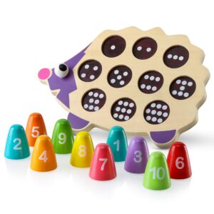 play brainy™ fun, kid-friendly and math educational- easy number game-toddler puzzle- 3d baby animal hedgehog puzzle- stem montessori learning toy- ideal for baby, toddler, and kids.