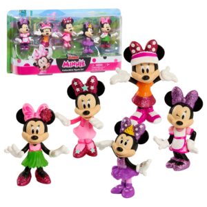 disney junior minnie mouse 3-inch collectible figure set, 5 piece set, officially licensed kids toys for ages 3 up by just play