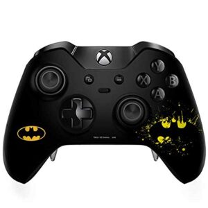 skinit decal gaming skin compatible with xbox one elite controller - officially licensed warner bros batman logo yellow splash design