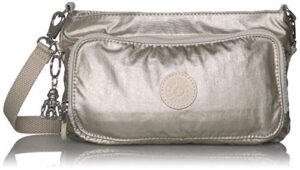 kipling women's myrte crossbody handbag, convertible metallic purse, nylon clutch and waist bag