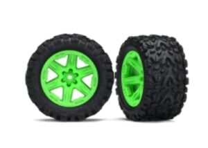 traxxas 6773g 2.8" green rxt wheels with talon extreme tires ​(rustler 4x4 f/r)