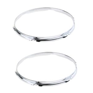 1 pair tom-tom drum hoop die cast ring rim for 10/12/13/14inch tom drum - silver, 13inch 6 hole