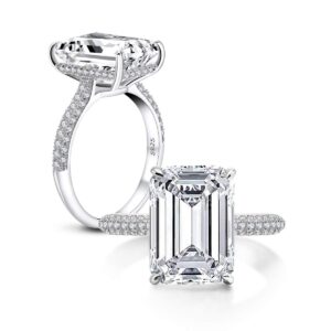 ainuoshi 6 carats emerald cut cubic zirconia cz rhodium plated/rose gold sterling silver simulated diamond wedding engagement ring