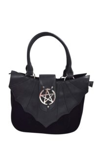 restyle night creature bat wings & pentagram black velvet gothic handbag