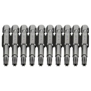 comok 10pcs 50mm long 1/4 inch hex shank t20 torx head magnetic screw driver bit set security tamper proof star 6 point screwdriver kit tools